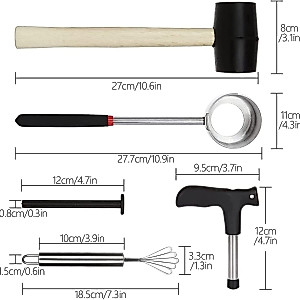 KEXINGTUO Coconut Grater Tool Set for Safe & Easy to Use Opening with Meat Removal Scraper,Rubber Hammer,Hole Maker Puncher Young Coconut Stainless Opener Kit