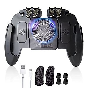 Mobile Game Controller with Cooling Fan/Phone Holder/Finger Sleeves oystick For Android iPhone Mobile Game Pad Trigger Controller Gaming Smartphone of Command Cellphone