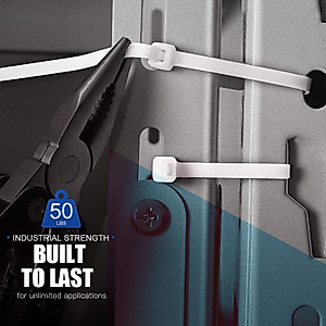 Cable Zip Ties 10 Inch, 200Pcs Industrial Nylon Zip Ties | Heavy Duty Self Locking Wire Tie Wraps with 50 lbs Tensile Strength, Heat Resistant for Home Office Garage Multiple Use - White