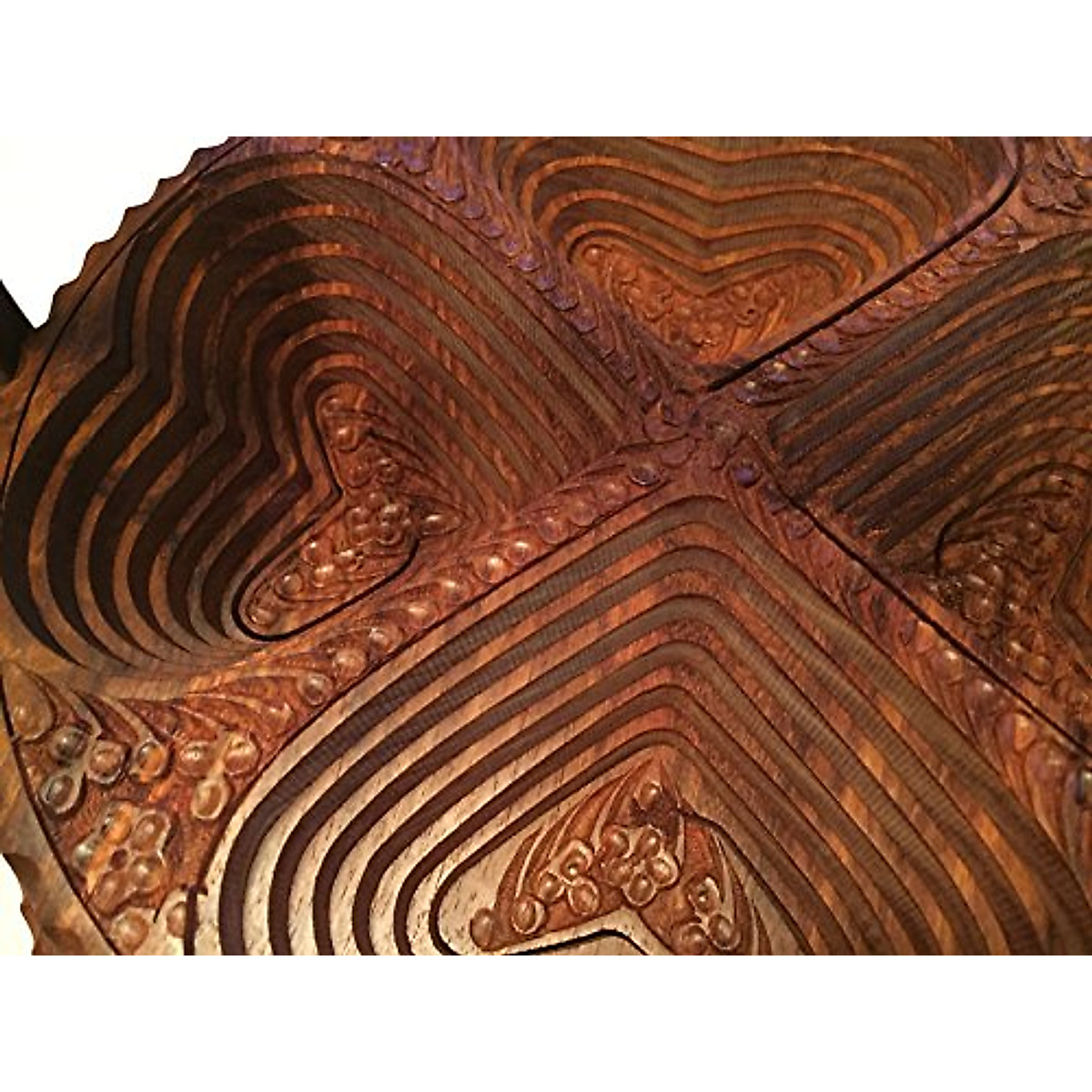 UNIQUE VALENTINE GIFT LOVE Idea Wooden Collapsible Fruit Basket With Handle And Four Heart Shaped Partitions Diameter: 12"