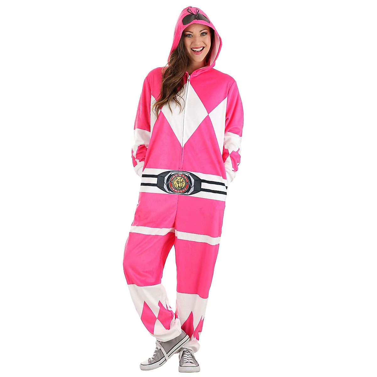 Fun Costumes Pink Power Ranger Hooded Adult Union Suit (Large)