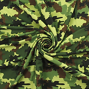 Green Camo DBP Fabric - Double Brushed Polyester 4 Way Stretch - 1/2 Yard
