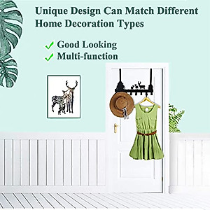 BeiLeiNiceHK Coat Hooks Wall Mounted Metal Towel Hook Rack Animal Deer Hanger for Bathrooms Door Decorative Hook Key Hooks Organizer for Coat, Hat, Clothes, Keys,Pet Leash,Umbrella, 8-Hooks, Black
