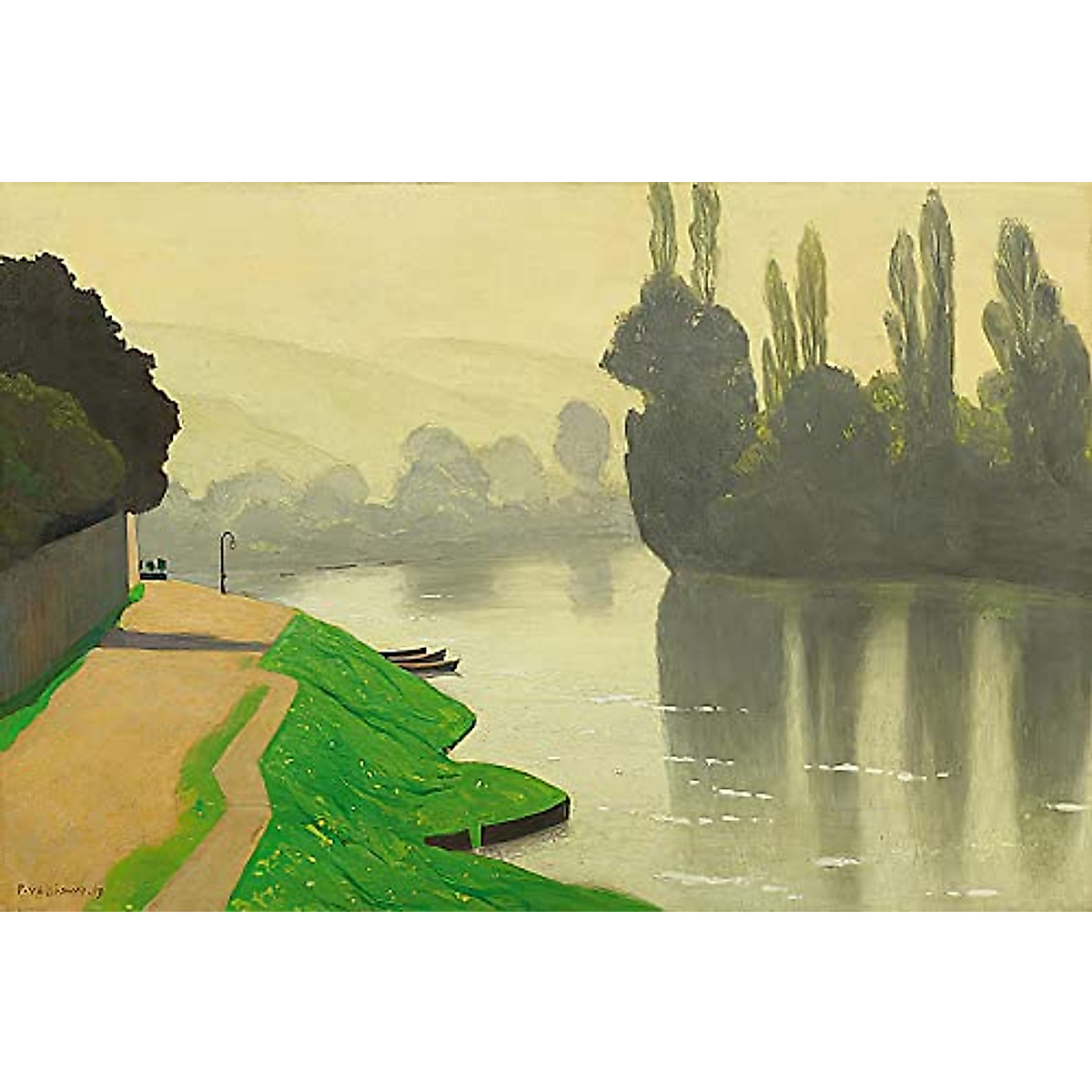ZIMARO Quadri Moderni Stampe su Tela Poster Stampe Immagine Famoso dipinto Nebbia mattutina a Les Andelys di Felix Edouard Vallotton per Soggiorno 60x90cm