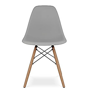 Aron Living Pyramid 17.5" Plastic and Beech Wood Dining Chair in Gray
