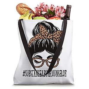 Substance Abuse Counselor Leopard Messy Bun Back To School Tote Bag