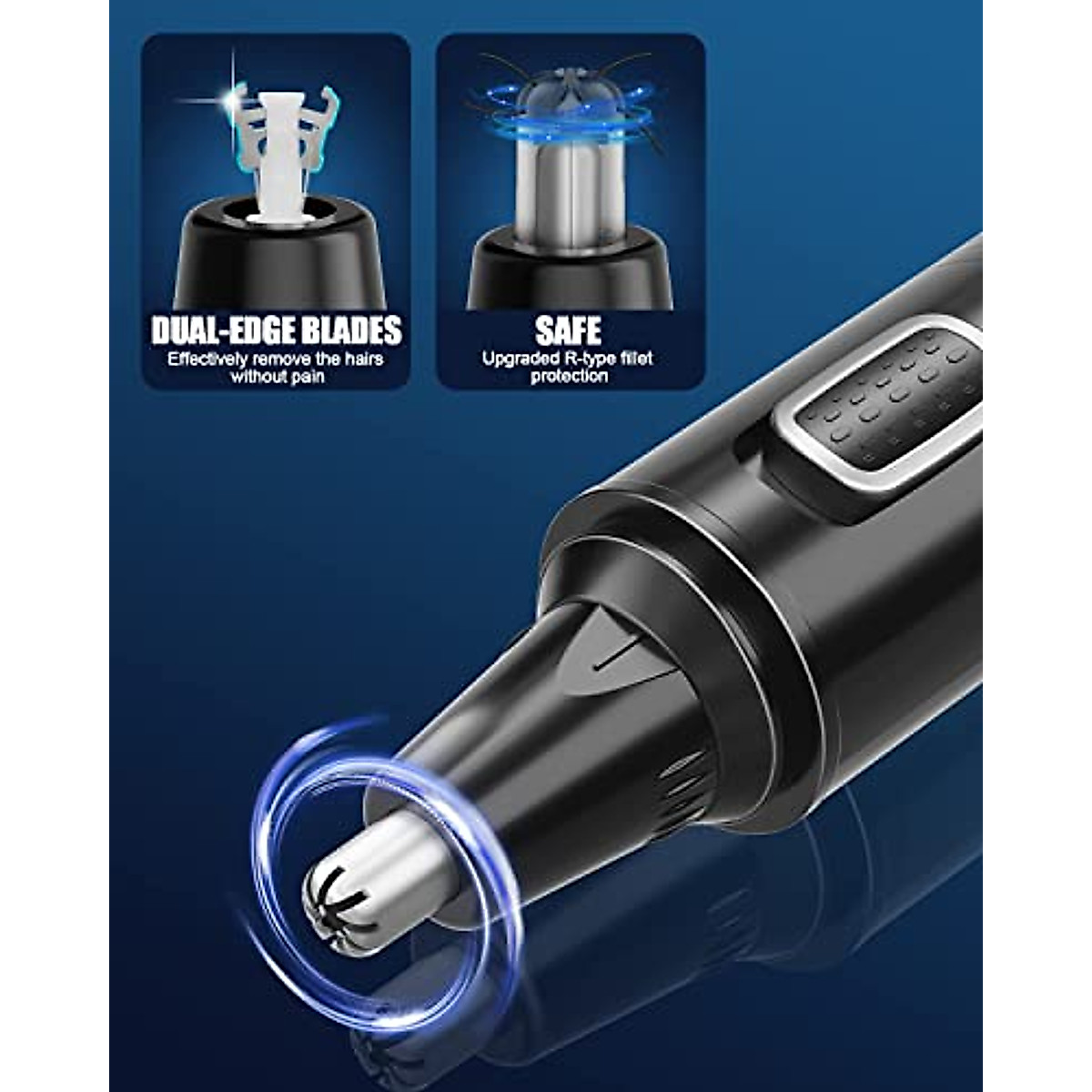 YUZHAII Ear and Nose Hair Trimmer, 8500RPM USB Rechargeable Nose Trimmer for Men and Women,Painless Nose Clippers Eyebrow Facial Hair Trimmer Kit,Dual Edge Blades for Easy Cleaning