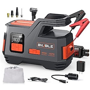 Car Jump Starter with Air Compressor,Biuble Jump Starter 4500A 150PSI Inflator for Up to All Gas or 10.0L Diesel Engine 12V Portable Battery Starter Power Pack