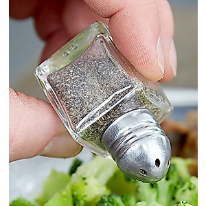 Pack of 4 Clear Glass Mini Cube Salt & Pepper Shakers with Stainless Tops and BONUS Easy Fill Funnel by NetSellsIt