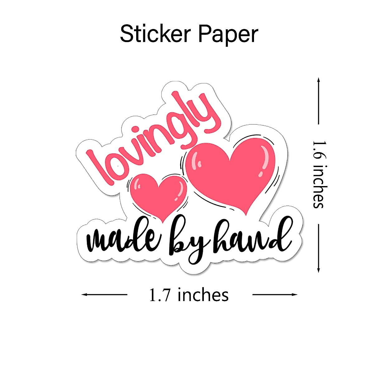 Wailozco 1.5'' Lovingly Made by Hand Stickers, Thank You Stickers,Handmade Stickers,Business Stickers,Envelopes Stickers for Online Retailers, Handmade Goods,Small Business, 500 Labels Per Roll