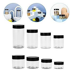 HERMJ 16 pcs Jar Cylinders Clear Cosmetics Ml Empty Face Pills for Mouth Jars Sample Eye Cream Storage Size Powder Bottles Transparent Tea Shadow Container Makeup Home Bottle Black