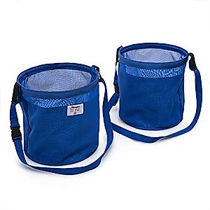 Hampton Rose Co. - 2-Pack Horse Feeding Bags - Heavy-Duty Breathable PVC-Coated Mesh Grain Feeder Nose Muzzle with Adjustable Straps - Complete with Stitched-in Alloy Rings and Solid Base