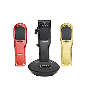 GAMMA+ Boosted Professional Modular USB-C Cordless Hair Tools with Super Torque Motor, 3 Modular Lids in Black, Red, Gold (Hair Clipper)