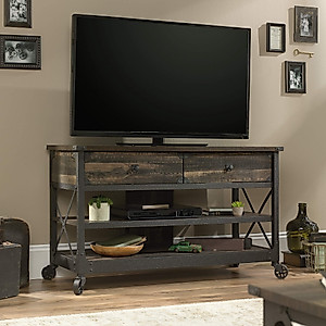 Sauder Steel River TV Stand, for TVs up to 52", Carbon Oak Finish