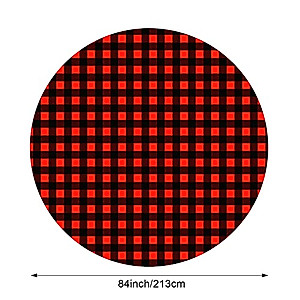 Remagr Christmas Disposable Checkered Tablecloth Round Plastic Buffalo Plaid Table Cloth 84 Inch Waterproof Gingham Cover for Picnic Camping Party Carnival BBQ (Red and Black, 6 Pieces)