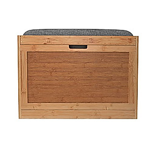 QSSLLC Bamboo Shoe Bench with Storage, Hidden Shoe Storage with Seat Cushion, Shoe Bench with Flip Drawer for Entryway, Hallway, Mumroom