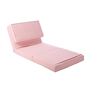 Urban Lifestyle Ultra Suede Convertible Flip Lounge and Gaming Floor Chair, Light Pink, 26D x 30W x 30H in