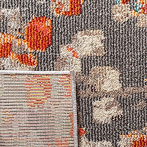 SAFAVIEH Madison Collection 8' x 10' Grey/Orange MAD425H Boho Abstract Distressed Non-Shedding Living Room Bedroom Dining Home Office Area Rug