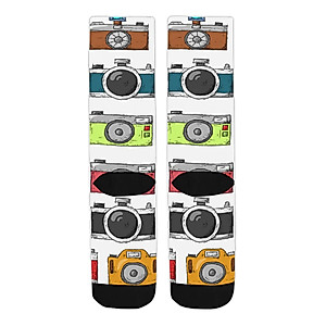 Women's & Men's Socks With Camera Vintage Retro Pattern on Them Cool Novelty Design For Work, Gym, Fitness, Sports, Traveling, Playing