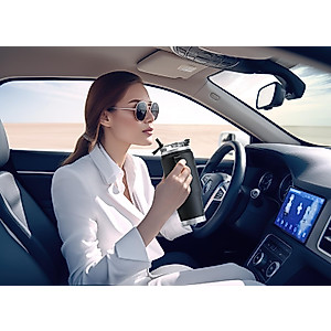 Meoky 32 oz Tumbler with Handle, Insulated Tumbler with Lid and Straw, Stainless Steel Travel Mug, Keeps Cold for 24 Hours, 100% Leak Proof, Fits in Car Cup Holder (Night)