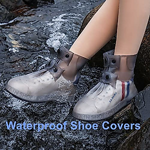 DARAEKJ Waterproof Shoe Covers, Reusable Rain Shoe Covers Waterproof,Non Slip Durable Silicone Shoe Covers Waterproof for Men and Women (XXL (Women 7.5-9, Men 7-8.5), Grey)