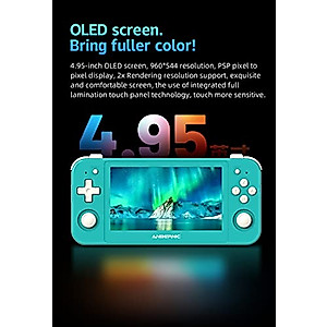 RG505 Android 12 Handheld Game Console 4.95-inch OLED Touch Screen with Unisoc Tiger T618 Built-in 128G TF Card Have 3170+ Games