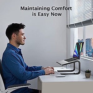 BESTERGO Laptop Stand, Laptop Riser for Desk, Ergonomic Computer Stand Holder for Laptop Compatible with MacBook Air Pro, Dell, Lenovo, HP and All 10-15.6" Laptops, Black