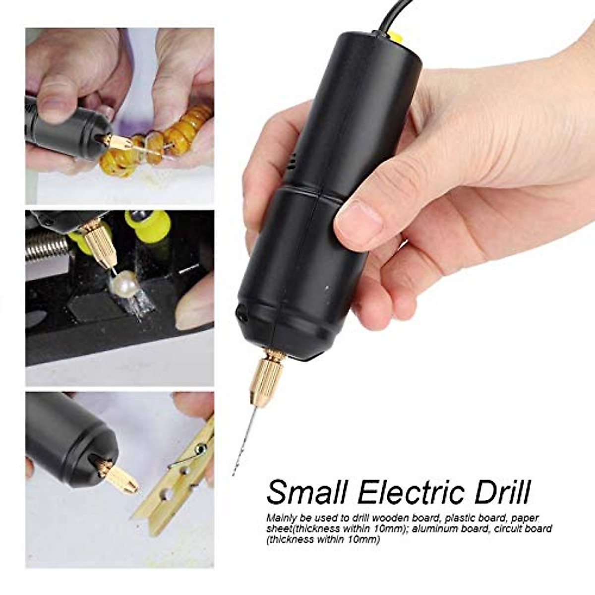 Mini Electric Hand Drill, Mini Cordless Rotary Tool, USB Mini Electric Drill Twist Drill Mini Electric Small Hand Drill Rotary Tools Household Woodworking Black for Trimming Cutting Drilling Engraving