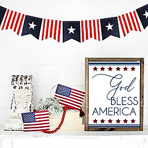 6ft Handmade Patriotic Burlap Banner DecorSea July 4 th Decor Burlap Banner USA Bunting American Flag Banners Garlands for Mantel Fireplace Decorations