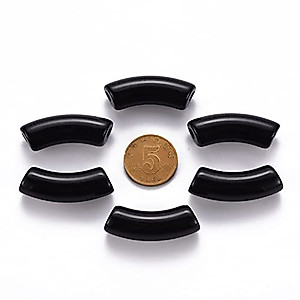 Spritewelry 133pcs/500g Opaque Acrylic Beads Imitation Gemstone Curved Tube Black Twist Long Tube Curved Spacer Tube Hollow Finding Beads Seed Loose Glass Beads for Jewelry Making