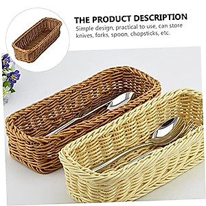 UPKOCH Outdoor L Table Chopsticks Bins Items Napkins K Vegetables Dinning Divider Storage Spoons Phone Keys Rectangular Plate-basket Holder Cutlery Cabinet Knitting Rattan Wicker