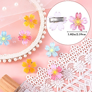 HINZIC 30Pcs Mini Flower Hair Clips Cherry Blossom Claw Clips Cute Flower Hair Pins Small Hair Barrettes Decorative Wedding Prom Valentines Hair Accessories for Teen Girls Women (Pink Yellow Blue)