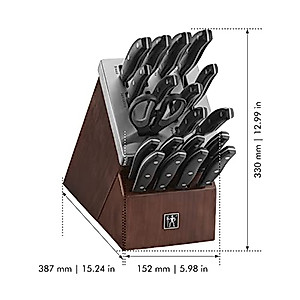 HENCKELS Definition 20-Piece Self-Sharpening Knife Block Set for Paring, Boning, Santoku, Chefs, Carving, Kitchen Shears, German Engineered Informed by 100+ Years of Mastery, Brown, Black, Silver