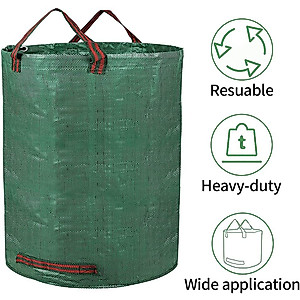 GROWORLD 3-Pack 32 Gallon Garden Waste Bag Leaf Bags Reusable Heavy Duty Waste Bags Perfect for Garden, Lawn, Leaf/Leaves, Yard Debris Storage and Garden Accessories