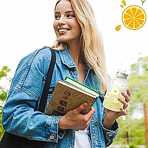 3 Pcs 480ml/16oz Cute Glass Water Bottles Reusable Aesthetic Milk Juice Water Bottles with Scale 6 Lids and 3 Straws Portable Matte Glass Cups Little Daisy Kawaii Frosted Bottles for Women Girls