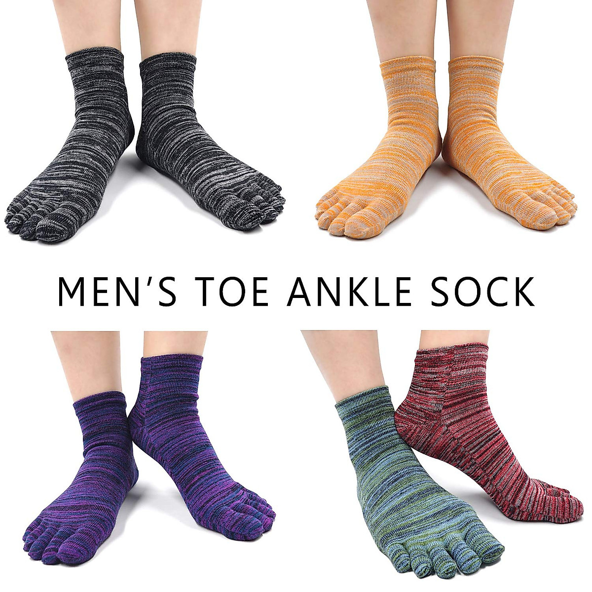 Artfasion Men's Toe Socks Cotton Fun Casual Athletic Running Ankle Five Finger Crew Socks 5 Pair