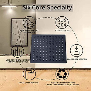 Black Shower Faucet GGStudy Single Function Shower Trim Kit with Rough-in Valve Shower Set Bath Rainfall Shower Faucet System 8inch Square Stainless Steel Metal Shower Head