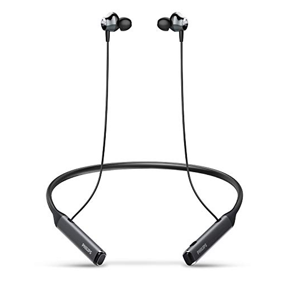 Philips Audio Wireless Neckband Headphones PN505 with Active Noise Canceling, Voice Assistance, Up to 14hours Play time, Hi-Res Audio (TAPN505BK), Black (Renewed)