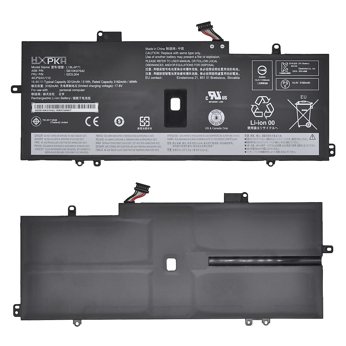 HXPK L18L4P71 L18M4P72 L18C4P71 Laptop Battery for Lenovo ThinkPad X1 Yoga 4th 5th Gen X1 Carbon 7th 8th Gen 2019 2020 Series SB10K97642 02DL004 SB10K97643 02DL005 SB10K97644 02DL006 51Wh 15.4V