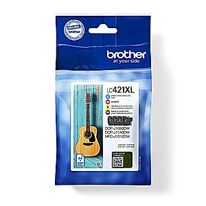 Brother LC-421XLBK/LC-421XLC/LC-421XLM/LC-421XLY Inkjet Cartridges, Black/Cyan/Magenta/Yellow, Multi-Pack, High Yield, Includes 4 x Inkjet Cartridges, Genuine Supplies