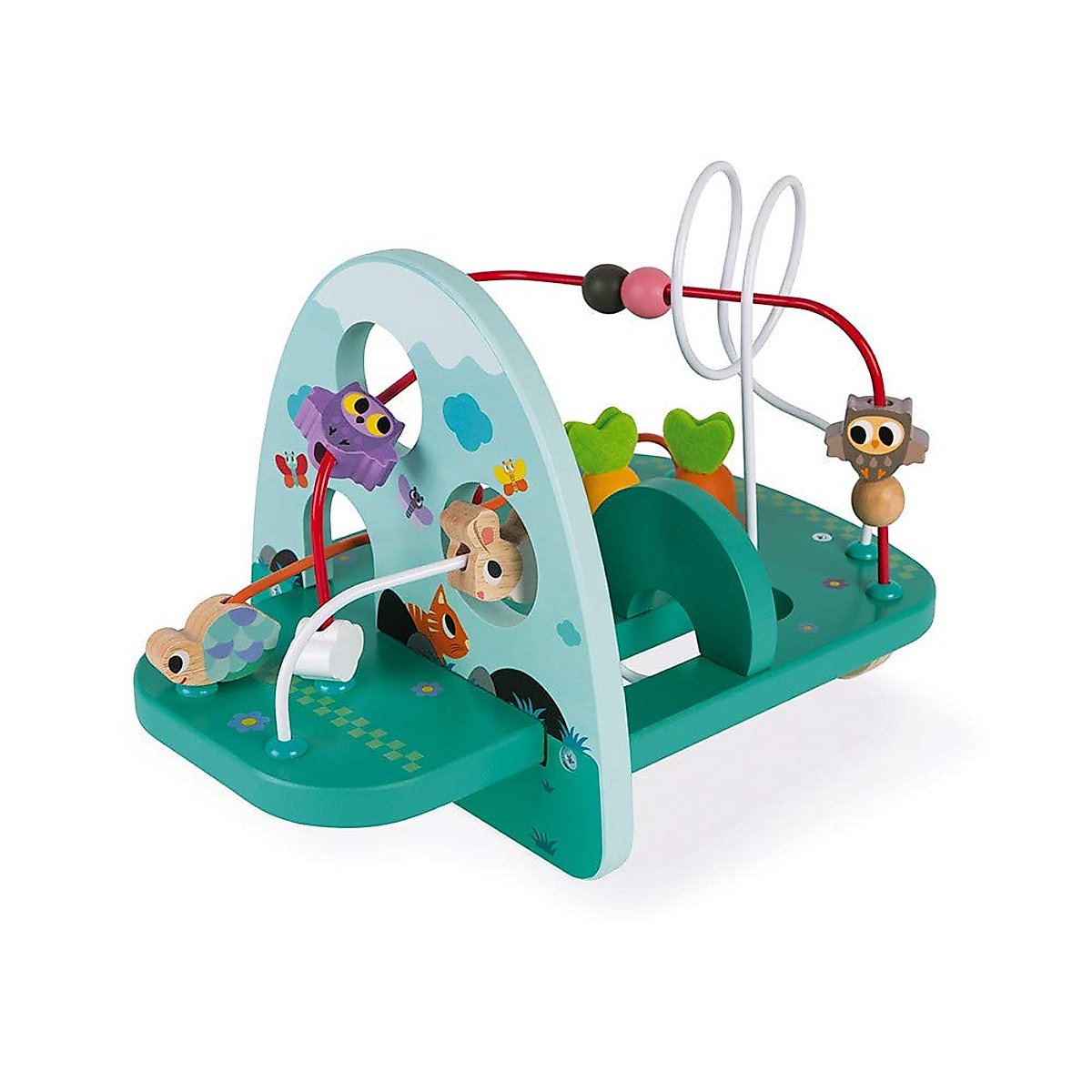 Janod Rabbit & Co Looping W/Color Matching, Activity Center Learning Toy for Boys and Girls - Counting, Concentration, Shape Recognition and Motor Skills for Ages 18+ Months
