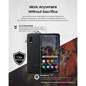 Samsung Galaxy XCover Pro | Rugged (IP68 Rated) Unlocked (Verizon and AT&T) | Dual Sim | 64GB of Storage | SM-G715UZKDXAA, Black