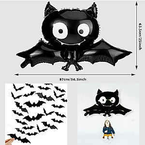HPWF Halloween Baby Shower Decorations for Girl, Pink Purple Black Halloween Balloon Garland Arch Kit, Bat Foil Balloons, Bats Wall Stickers for Halloween Witch Party Decorations Baby Shower …