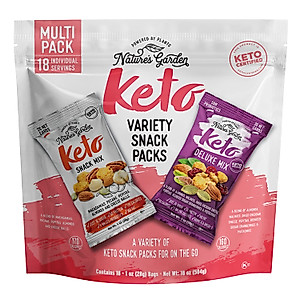Nature’s Garden Keto Variety Snack Packs – Keto Snack Mix, Keto Deluxe Mix, Heart Healthy Nuts, Probiotic Cheese Balls, Mixed Nuts, Gluten-Free, Energy Boost, Healthy Snacks– 1 Oz Bags (18 Individual Servings)