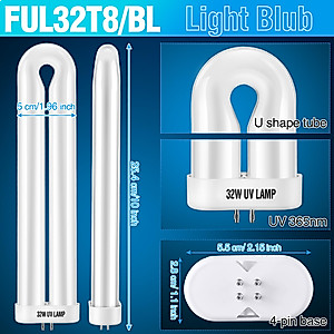 BF190 Replacement Bulb Compatible with Flowtron BK-40D Bug Zapper Electronic Insect Killer, 10 Inch FUL32T8/BL U Shape Bug Zapper Light Bulb for Outdoor(2 Pack)