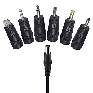 SoulBay DC01U USB Charging Cable to Universal 5.5x2.1 Jack with 6 Interchangeable DC Plugs 2.5x0.7mm, 3.0x1.1mm, 3.5x1.35mm, 4.0x1.7mm & Micro USB Connector, 3.3Ft 5V Cord