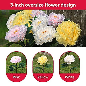 Cmskokm Outdoor Solar Garden Light Yard Decor Garden Decor Solar Flower Lamp Garden Decor Bigger Peony Flower Head Bigger Solar Panel Waterproof Solar Decorative Light for Garden Patio (3 per Box)