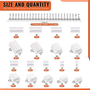 Tanstic 440Pcs 2.54mm KF2510 Connector Kit Including 140Pcs 2.0mm Pitch 2/3/4/5/6/7/8/9/10 Pin Female and Male Housing Connector Adapter Plug and 300Pcs 2.0mm Pin Headers Terminals