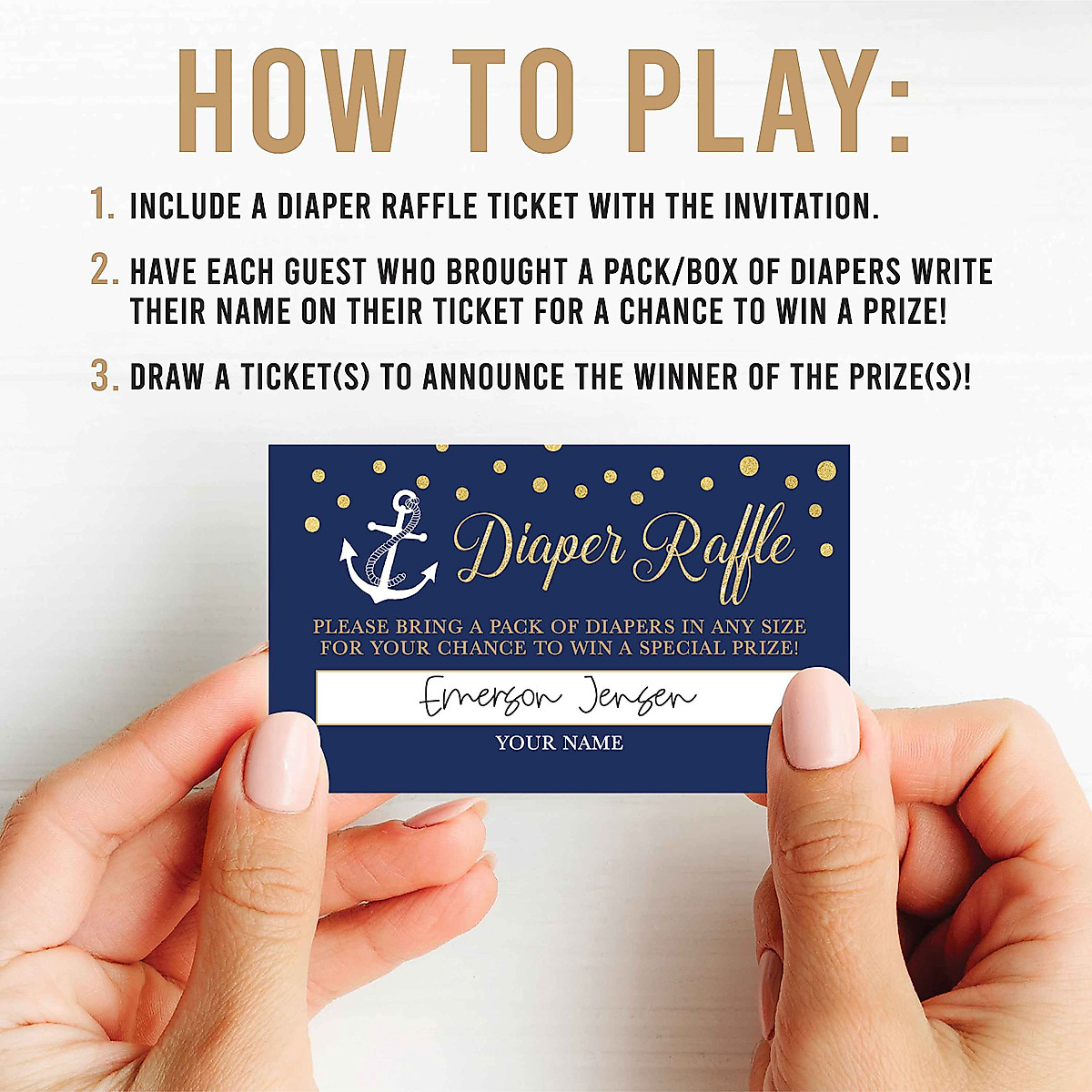 Hadley Designs 25 Baby Shower Diaper Raffle Tickets For Baby Shower Games To Play - Nautical Baby Shower Games Gender Neutral, Diaper Raffle Cards, Baby Raffle Tickets, Baby Shower Invitation Inserts