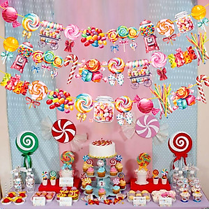 Candyland Lollipop Party Banners 3Pcs Candyland Party Decorations Candy Themed Birthday Party Banner Decorations for Candyland Baby Shower Supplies